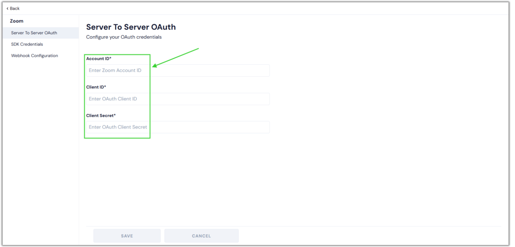 Configure your zoom OAuth credentials for your school.